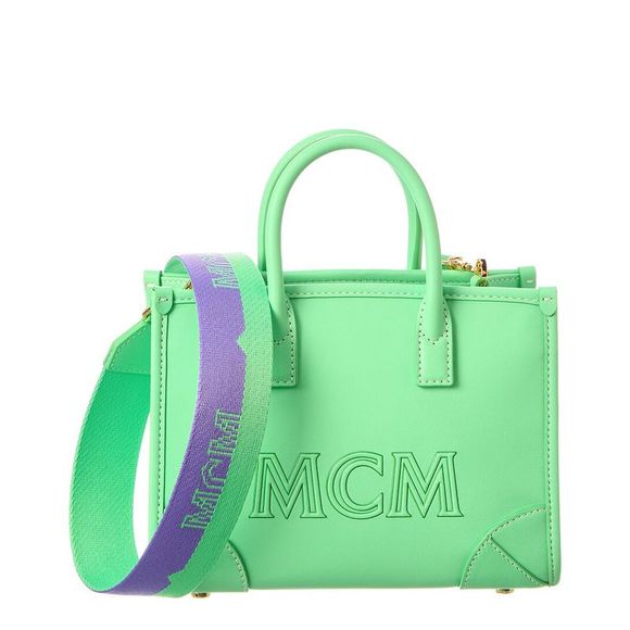 MCM | Bags | Mcm Munchen Mini Leather Tote Green | Poshmark